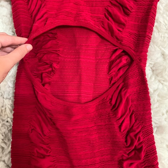 Dresses | Red Ruched Bodycon Mini Dress | Poshmark